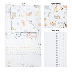 Trend Lab Crayon Jungle 3 Piece Crib Bedding Set, Can Be Used As A Blanket Or A Playmat for Tummy Time, Includes Quilt, Fitted Crib Sheet and Skirt