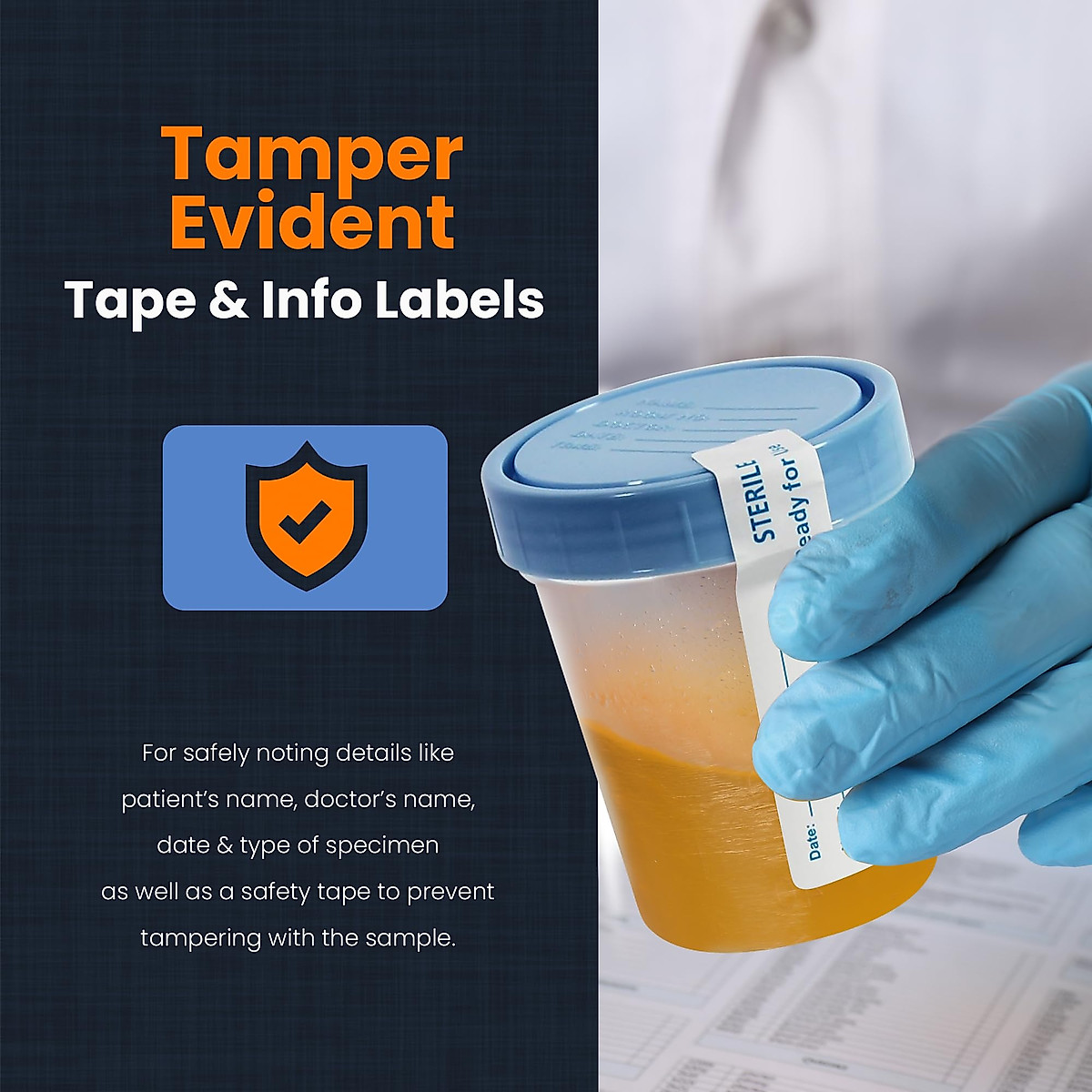 MED PRIDE Disposable Specimen Cups 10-Pack| High-Grade Silicone, Sterile, Individually Wrapped Medical Cups W/Leakproof, Screw-On Lids & Tamper-Evident Seal| Urine, Fluid Sample Collection & More