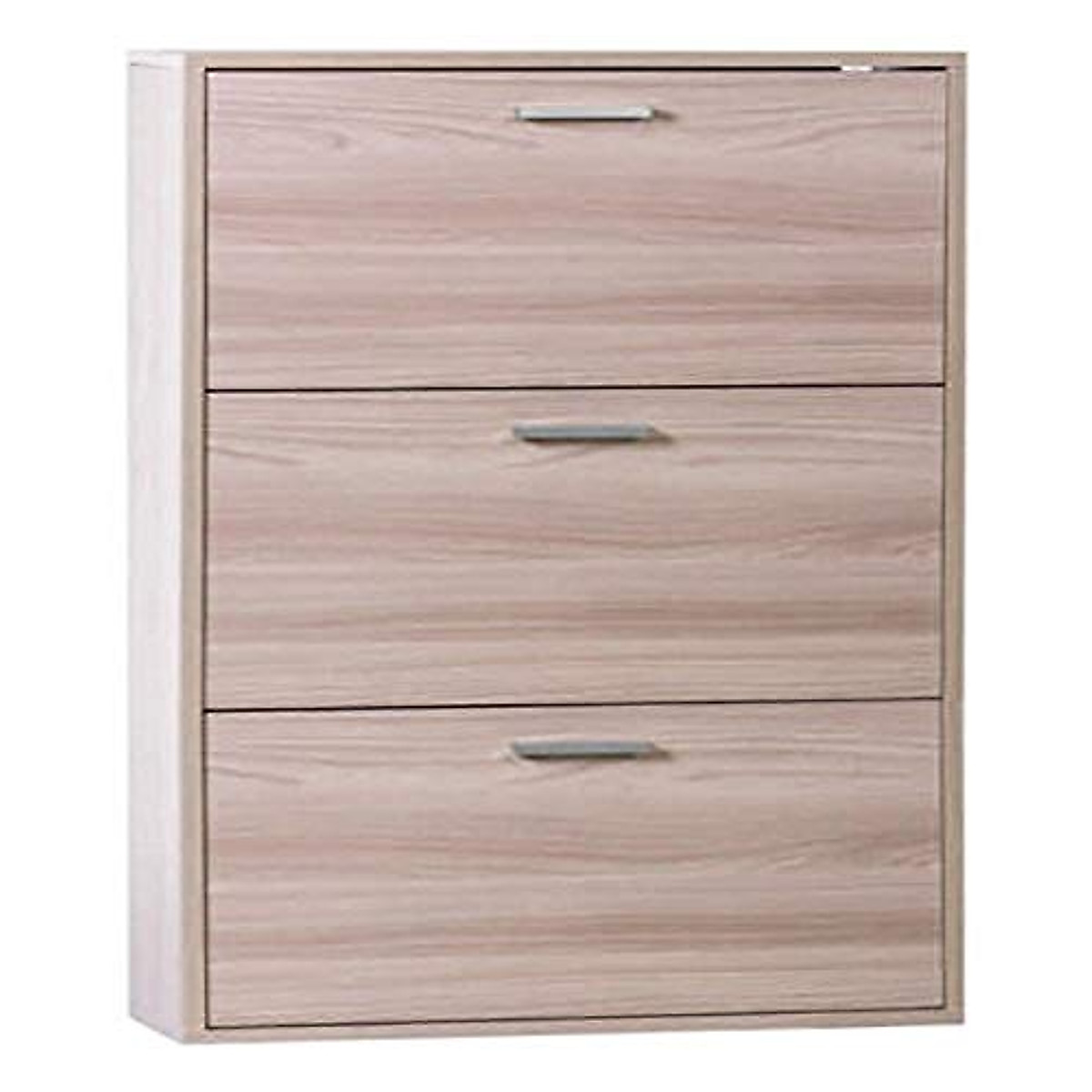 Sarmog A763-Clear Elm Shoe Rack Collection Shoe Rack with 3 Double Depth Folding Doors, Clear Elm