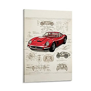 Car Poster Ferrari F40 Supercar Posters Racing Car Canvas Wall Art For Boy's Bedroom SuperCar Wall Decor Frame-style 12x18inch(30x45cm)