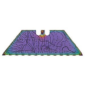 NDZ Performance Serrated Steel Blade Replacement for Berkling Utility Knife, Custom Double Sided Laser Engraved Designs, Rainbow - Topographic Map, 3 Pack