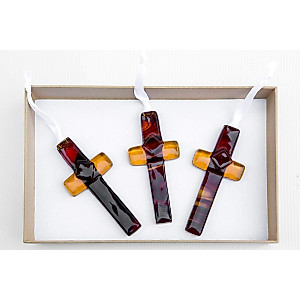 On Your First Grandchild Keepsake Glass Cross Gift for New Grandparents