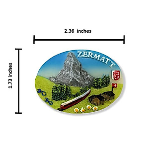 A-ONE Zermatt Switzerland 3D Locker Magnet for Fridge 1PC+Majestic Matterhorn Decorative Embroidered Patch 1PC, Vintage Fridge Magnet,Combat Patch for Accessory Present Gift Collection C185+193