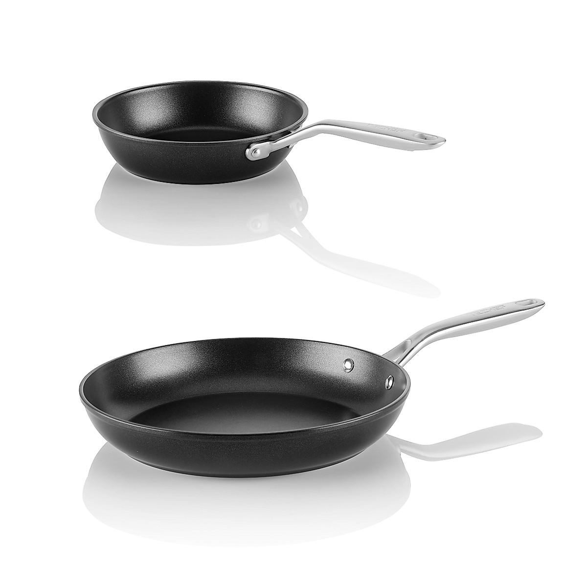 TECHEF - Onyx Collection Nonstick Frying Pan Skillet Set, PFOA-Free, Dishwasher Oven Safe, Stay-Cool Stainless Steel Handle, Induction-Ready, Made in Korea (8-inch and 10-inch)