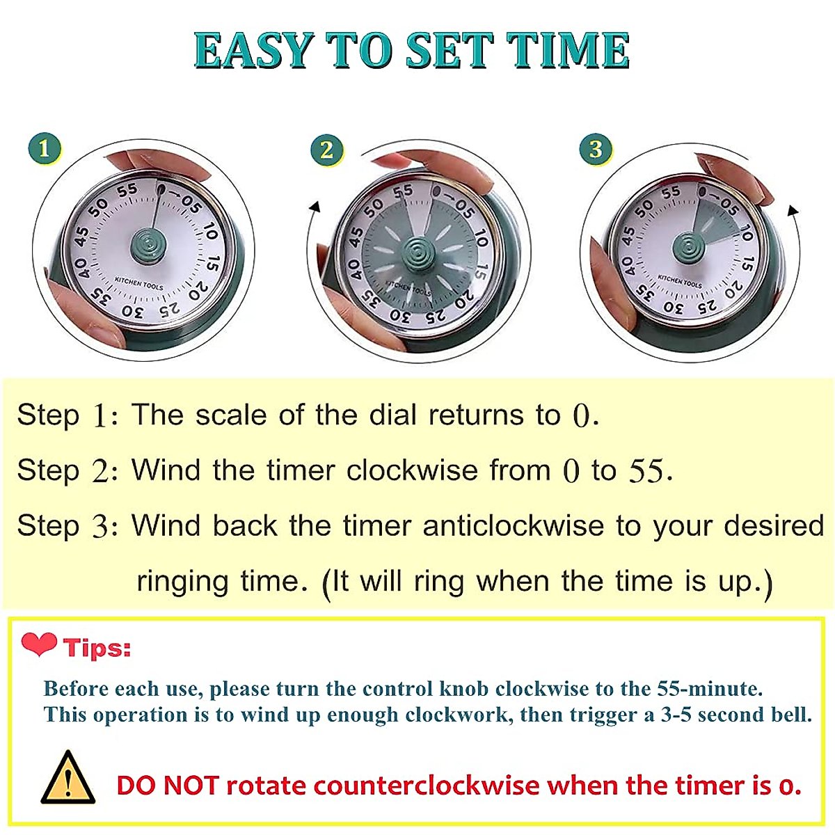 Visual Timer, Analog Countdown Timer Reading Timer Quiet Counting Time Management Tool for Kids and Adults, Meeting, Office, Classroom Teaching,Homework Games Cooking (Red)