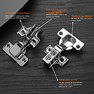 Cabinet Hinges 2 Pack (1 Pair), Evanda Stainless Steel Overlay Soft Close Hinges for Kitchen Cabinets, 1/2 inch Self Closing Door Hinges with Mounting Screws, Damper-3 Way Adjustability