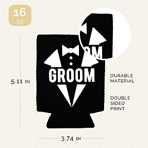 Groom and Bachelor Party Crew Squad Bachelor Party Can Coolers, Set of 12 White and Black Beer Can Coolies, Perfect Bachelor Party Decorations and as Grooms Men Gifts
