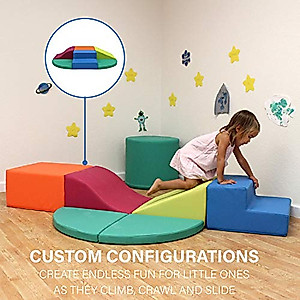 Factory Direct Partners 13021-LMRS SoftScape Playtime All Around Climber for Crawling Infants and Toddlers, Soft Foam Indoor Active Play with Steps and Slides (6-Piece) - Lime/Raspberry