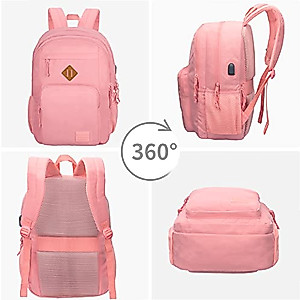 KEOFID Classic Travel backpack for Men and Women, Anti Theft Laptop Backpack with USB Charging Port for Work, Large Bag for College, Water Resistent(Bright Pink)