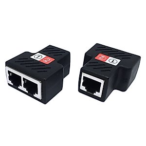 CERRXIAN RJ45 Splitter Adapter, RJ45 Female to 2 Female Splitter Coupler LAN Ethernet Network 1 to 2 Adapter (2-Pack)