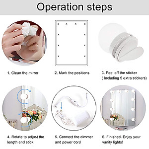 Chende Hollywood Vanity Lights for Makeup, LED Vanity Mirror Lights with 14 Dimmable Bulbs and AC Adapter, Stick on Makeup Lights for Dressing Room, Mirror Not Included