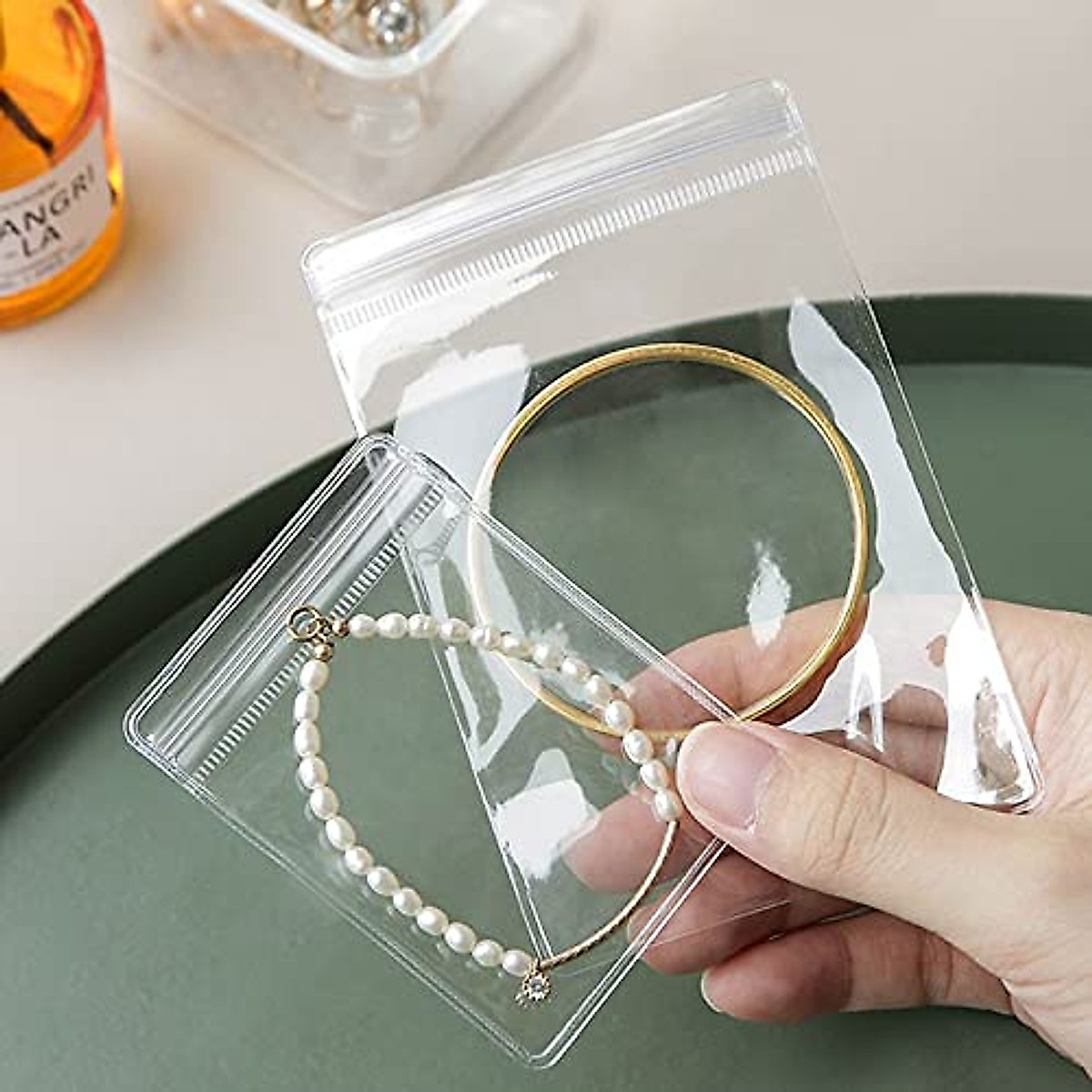 100PCS Jewelry PVC Storage Bags Self Seal Small Pouches Zipper Bag Clear Rings Earrings Packing Jewelry Transparent Lock Bags for Holding Jewelries Rings Earrings
