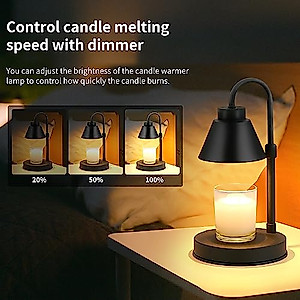 ORDROLL Dimmable Candle Warmer Lamp - Candle Wax Warmer Lamp with 2 Bulbs,Height Adjustable Candle Melting Light for Bedroom and Living Room Decor,Candle Lamps for Small Large Size Jar Candles,Black