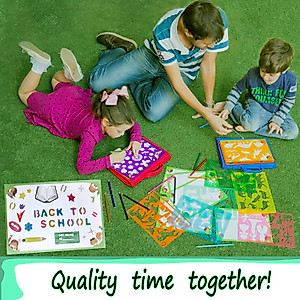 Drawing Stencils Set for Kids (55 Piece) - Arts and Crafts Set for Girls & Boys - Christmas & Birthday Gifts for Kids 4 5 6 7 8 9+ Year Old - Ideal Creativity Kit & Travel Activity with 300+ Shapes