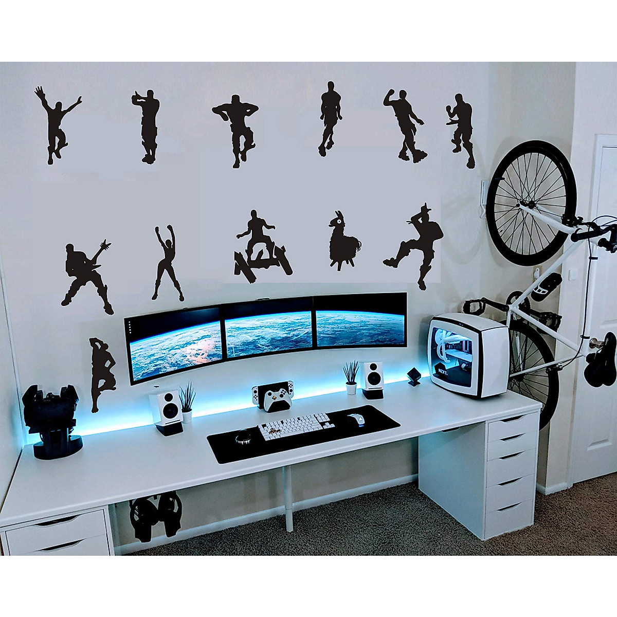 Large Game Wall Decal Poster Dancing Peel & Stick Poster Decals Floss Dancing Game Nursery Kids Room Game Stickers (Black)