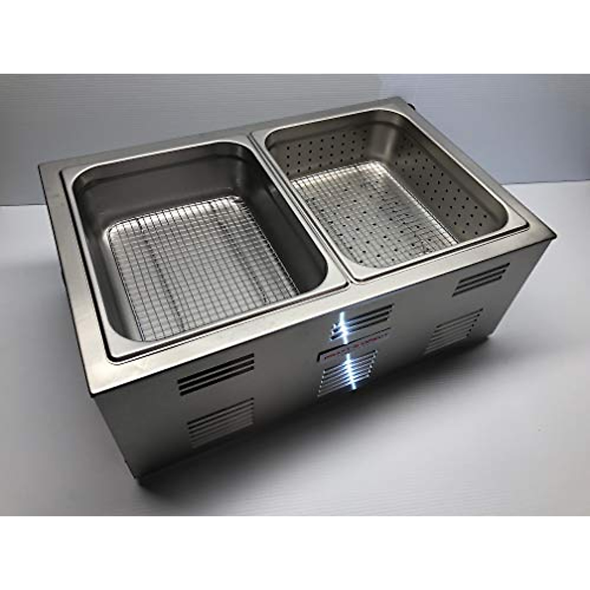 Portable Commercial Hot Dog Cooker and Bun Warmer Steamer for Food Truck and Trailer Concessions 2 Compartment