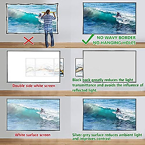 Yandood Foldable Projector Screen 100 inch with Combined Pole Frame 16:9 HD 4K Anti-Crease Black Backing Silver Portable Projection Screen 2022 Version