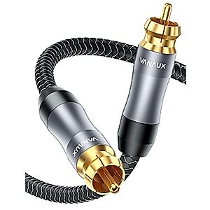 VANAUX Subwoofer Cable, 3.2ft Digital Coaxial Audio Cable, RCA to RCA Cables,Male to Male[20AWG,Gold-Plated,Braided Jacket] for Home Theater, HDTV, Amplifier Speaker Soundbar(1m/3.2ft)