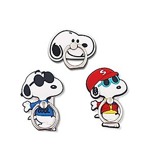 FINEX 3 Pcs Set Snoopy 2-in-1 Mobile Cell Smart Phone Kickstand Finger Ring and Holder Stand Grip for iPhone Samsung Android