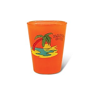 Puzzled Neon Orange Palm Tree Happy Hour Shot Glass, 1.70 Oz. Unbreakable Beverage Tequila Gin Cocktail Whisky Vodka Novelty Glassware Handcrafted Home & Bar Tools Accessory