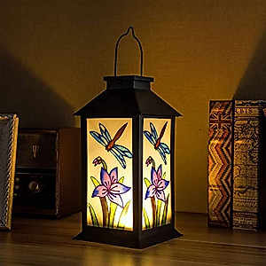 1 Dragonfly Lantern&1 Hummingbird Lantern, Solar Lanterns Outdoor Hanging Solar Lights Decorative for Garden Patio Porch and Tabletop Decorations.