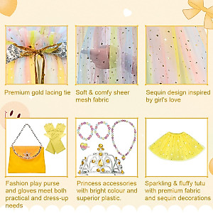 Meland Princess Dress up Clothes for Little Girl, 11Pcs Princess Cape with Crown,Princess Dresses for Girl 3-8 Birthday Gift