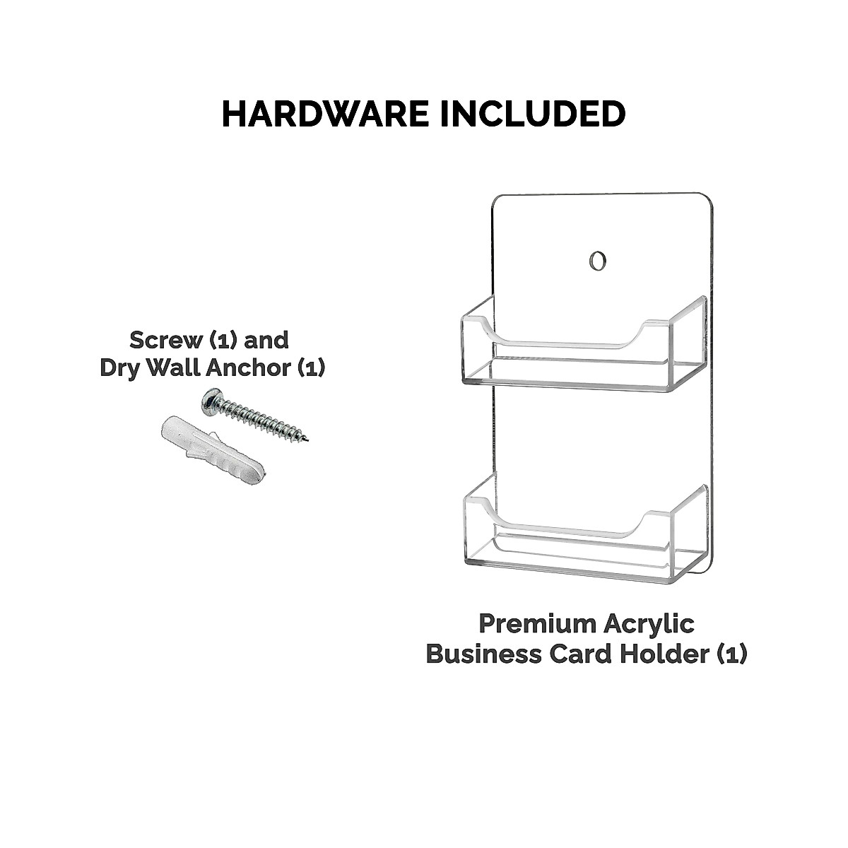 Business Card Holder Wall Mount 2 Slot Clear Acrylic Multi Pocket with Hardware Gift Card or Appointment Cards Display Rack Holds 3.5" x 2" Cards by Marketing Holders