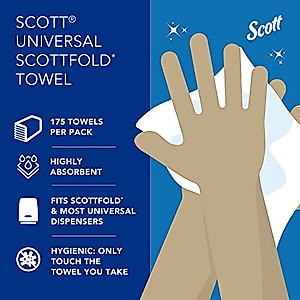 Scott® Pro™ Scottfold™ Multifold Paper Towels (01980), with Absorbency Pockets™, 9.4" x 12.4" sheets, White, (175 Sheets/Pack, 25 Packs/Case, 4,375 Sheets/Case)