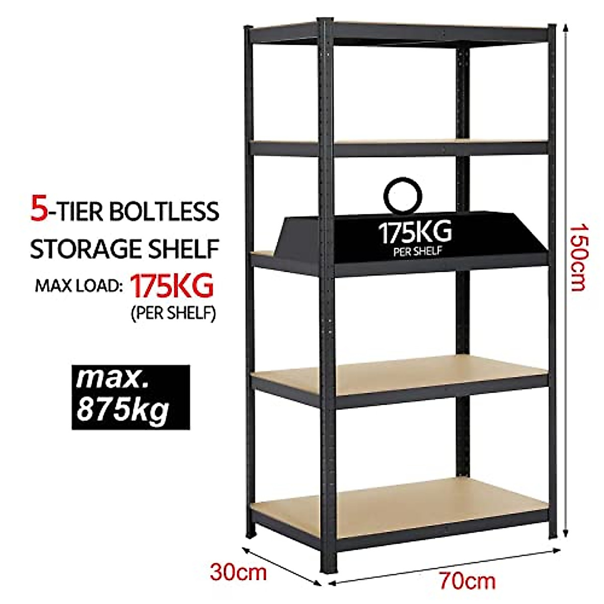 AutoBaBa 5-Tier Metal Shelving Unit Adjustable Garage Storage Utility Rack Heavy Duty Shelves Organization Multipurpose Shelf Warehouse Basement Kitchen Living Room Pantry - 28" L x 12" D x 60" H