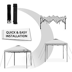 KAMPKEEPER 10x10 Pop Up Commercial Canopy Tent - Waterproof & Portable Outdoor Shade with Adjustable Legs, Air Vent, Carry Bag & Sandbags (WHITE)