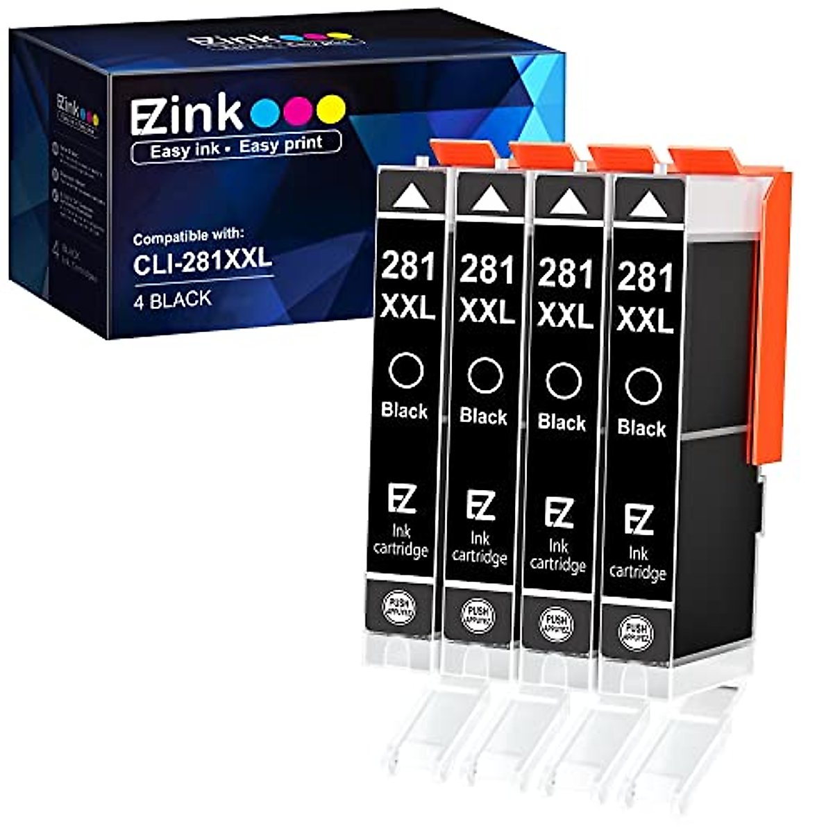 E-Z Ink (TM Compatible Ink Cartridge Replacement for Canon 281 281XXL CLI-281XXL CLI-281 XXL Compatible with PIXMA TR7520 TR8520 TS6120 TS6220 TS6320 TS8120 TS9120 TS9521C TS702 Printer (4 Black)