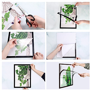 PP OPOUNT 4 PCS Diamond Art Frames, 30 x 40 cm Self-Adhesive Diamond Picture Frame, Magnetic Picture Frame For Diamond Art Display and Protection, Window, Home Wall Office Decor