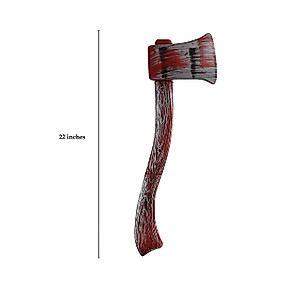 Nicky Bigs Novelties Adult Fake Plastic Bloody Axe Prop - 3 Piece Long Axe Handle Lumberjack Costume Halloween Decoration