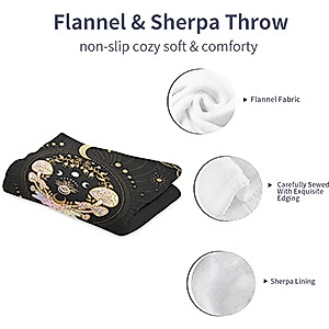 Black Mushroom Soft Decor Fleece Blanket Fuzzy Soft Plush Eyes Gifts Sun Moon Blanket for All Season Throws for Home Couch Bed Sofa Livingroom Office 50"x60"