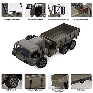 GoolRC RC Military Truck, 1:12 Scale 6WD Remote Control Car, 2.4GHz Army Cars All Terrain Off-Road Truck, Electric Toy Vehicle Gift for Adults