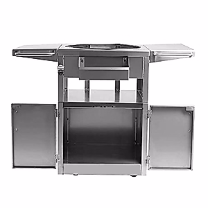 BBQGUYS Signature Stainless Steel Grill Cart for 18-Inch Kamado Grill - Fits The Blaze Kamado, Big Green Egg Large, & Kamado Joe Classic - BBQ-KGC-SS