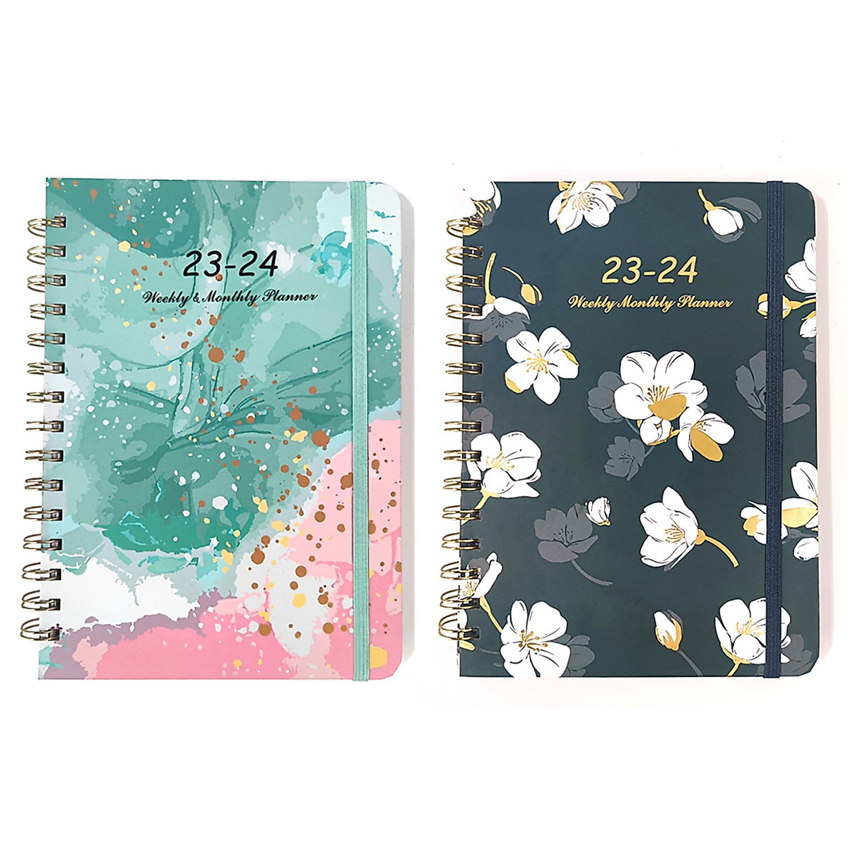 Hourly Weekly Planner, Academic Diary 2023-2024 Mid Year Diary July 2023-June 2024 A5 Week to View Twin-Wire Binding Weekly Planner with Hardcover for Home, School Office (Black)