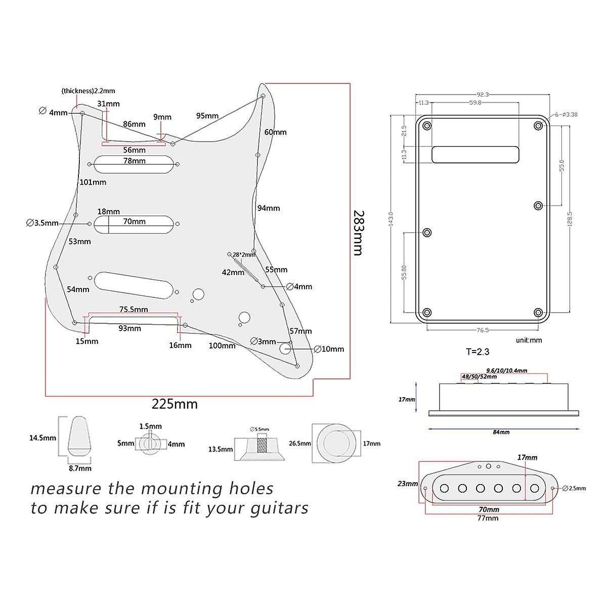 LAMSAM Prewired 6 String Electric Guitar Pickguard Loaded Modern Tone Single Coil Pickups, Pick Guards Wired Alnico 5 SSS Pickup Set Volume Tone Pots 5-way Switch, Backplate Included, Cream