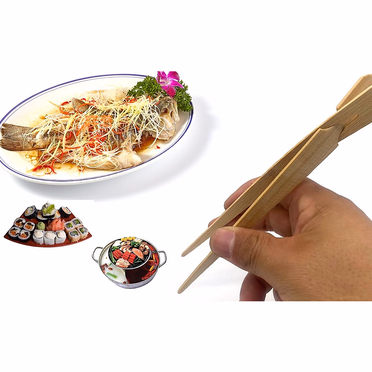 KUMINAMOJA New Disposable Bamboo Chopsticks 100 Pairs, Used By Westerners, Europeans and Americans,Foreigners, Children,Can Be Used In Chinese Restaurants, Hot Pot Restaurants，Japanese Restaurant.