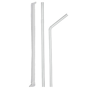 Comfy Package, Individually Wrapped Disposable Plastic Flexible Drinking Straws - BPA Free - White [380 Pack]