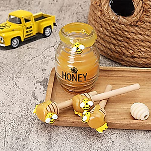 Nefelibata Faux Honey Pot with Bees and Dippers, Bumble Bee Tiered Tray Decor, Drippy Honey Pot, Fake Honey Jar Table Centerpieces, Spring Summer Decor