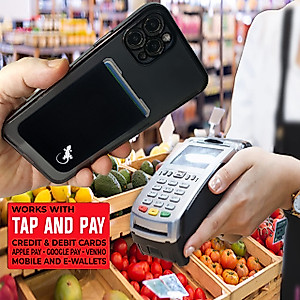 Gecko Travel Tech A Card Holder Phone Wallet Stick on - Credit Card Holders Universal to Any Cell Phone - Black/White