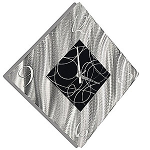 Statements2000 Silver & Black Metal Wall Clock - Contemporary Metal Wall Art Decorative Clock by Jon Allen - Allay Clock
