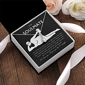 To My Soulmate Necklace For Women, Funny Gifts Girlfriend, Personalized Christmas Presents Best Birthday Meaningful Gift Ideas Wife, Women Romantic Jewelry Her Anniversary (Standard Box, Black)