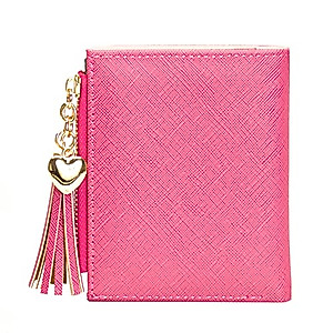Womens Small Wallet Mini Purse Bifold Slim Card Case Holder Zipper Coin Pocket (Barbie Pink)