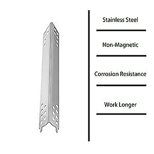 Damile Stainless Steel Grill Heat Plates Heat Shield Burner Cover, 16 Inch BBQ Gas Grill Replacement Parts for Charbroil 4 Burner Gas Models 463446015, 463446016, 463446017, 466446015, 463447018, 4Pcs