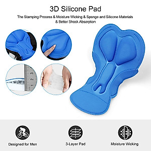 INBIKE Bike Shorts Men with Padding Bicycle Cycling Chamois Pants Tights 3D Padded Cycle Rider Biking Clothing Blue Large