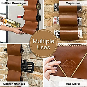 WALBROOK Wall Wine Rack - Leather Wine Rack, Hanging Wine Rack for 6 Bottles, Wine Gifts for Wine Lovers, Wall Mounted Wine Rack and Leather Wine Bottle Holder