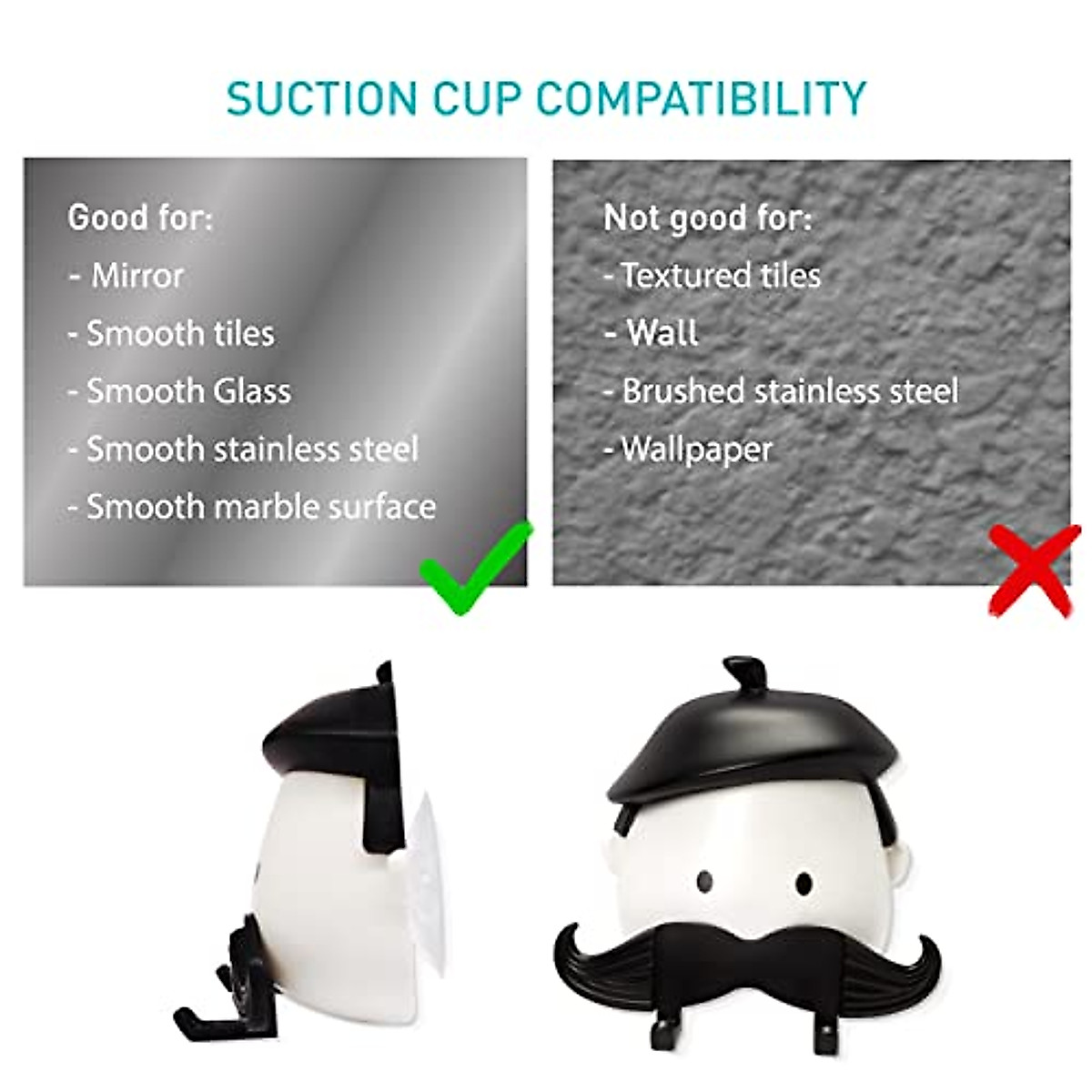 Peleg Design Mr. Razor, Suction Razor Holder, Shaving Razor Hook for Shower Bathroom Bath Mirror, Fun Unique Gift Idea Gifts for Dad