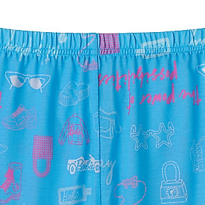 Barbie Girls Pajama Pants and Sleep Shirt Sets for Kids 4 Piece Sleepwear Set for Girls (as1, numeric, numeric_4, regular, Light Blue-Light Pink)
